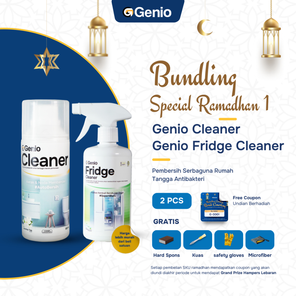 Jual GENIO Paket Bersih Sehat - Cleaner & Fridge Cleaner 500ml | Shopee ...