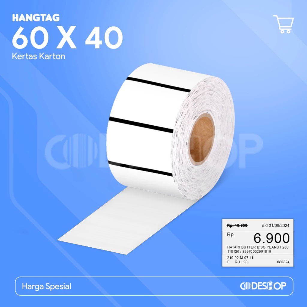 Jual Kertas Price Label Hangtag Karton 60 x 40 mm 1 Line Blackmark Tag ...
