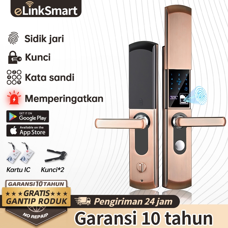 Jual Kunci pintu rumah smart door lock digital sidik jari gagang pintu kamar set lengkap COD A66 ...