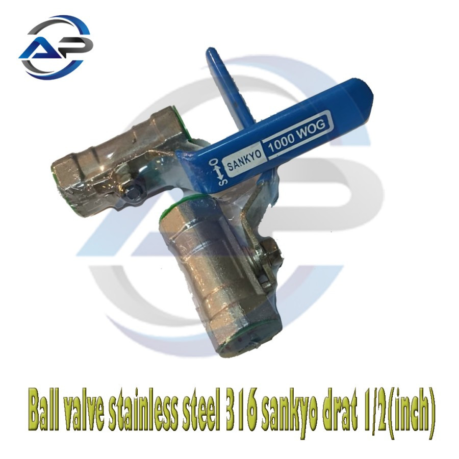 Jual Ball valve stainless steel 316 sankyo drat 1/2(inch) | Shopee Indonesia