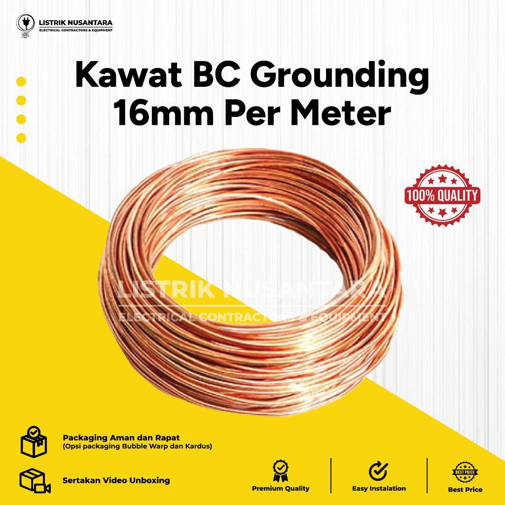 Jual Kabel Kawat BC Konduktor 1x16 16mm Grounding Bare Copper Tembaga ...