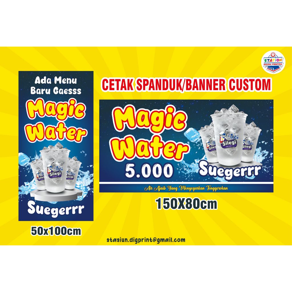 Jual Banner Magic Water Viral Custom Desain Suka-suka | Shopee Indonesia