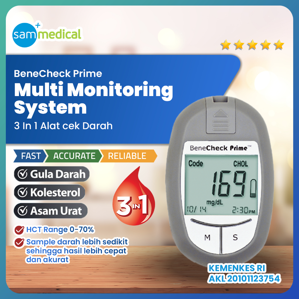 Jual Benecheck PRIME Meter 3in1 Alat Cek Glucose, Colestrol, Uric Acid ...