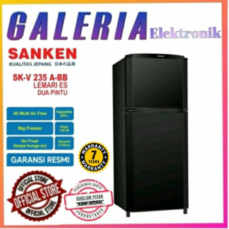 Jual KULKAS SANKEN 2 PINTU SK-V 235PA-BB / SK V235PA BB / SKV235PABB 230 Liter | Shopee Indonesia
