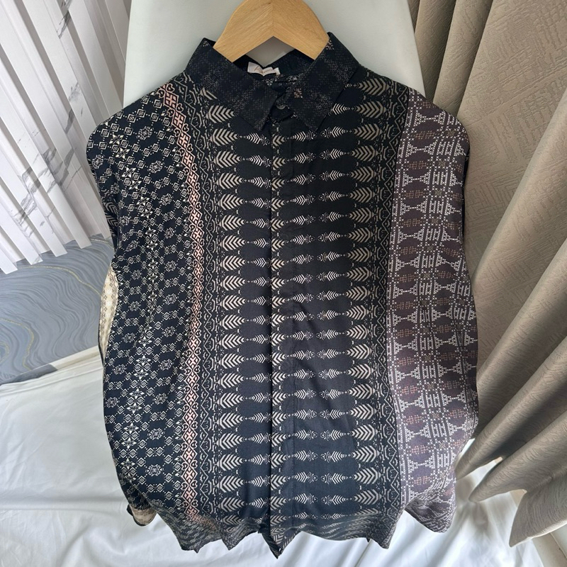 Jual Pattern Shirt / Oversized Pattern Shirt / Vintage Black | Shopee ...