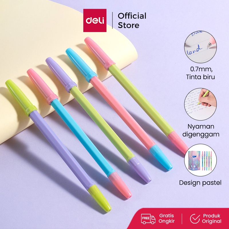 Jual Deli Ballpoin Pen / Pulpen 0.7mm Tinta Biru EQ66 | Shopee Indonesia
