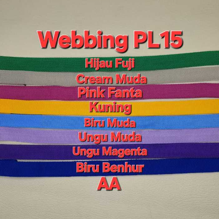 Jual Webbing 15mm isi 100.y ( PCR15 / PL15 - 8 warna AA ) | Shopee ...