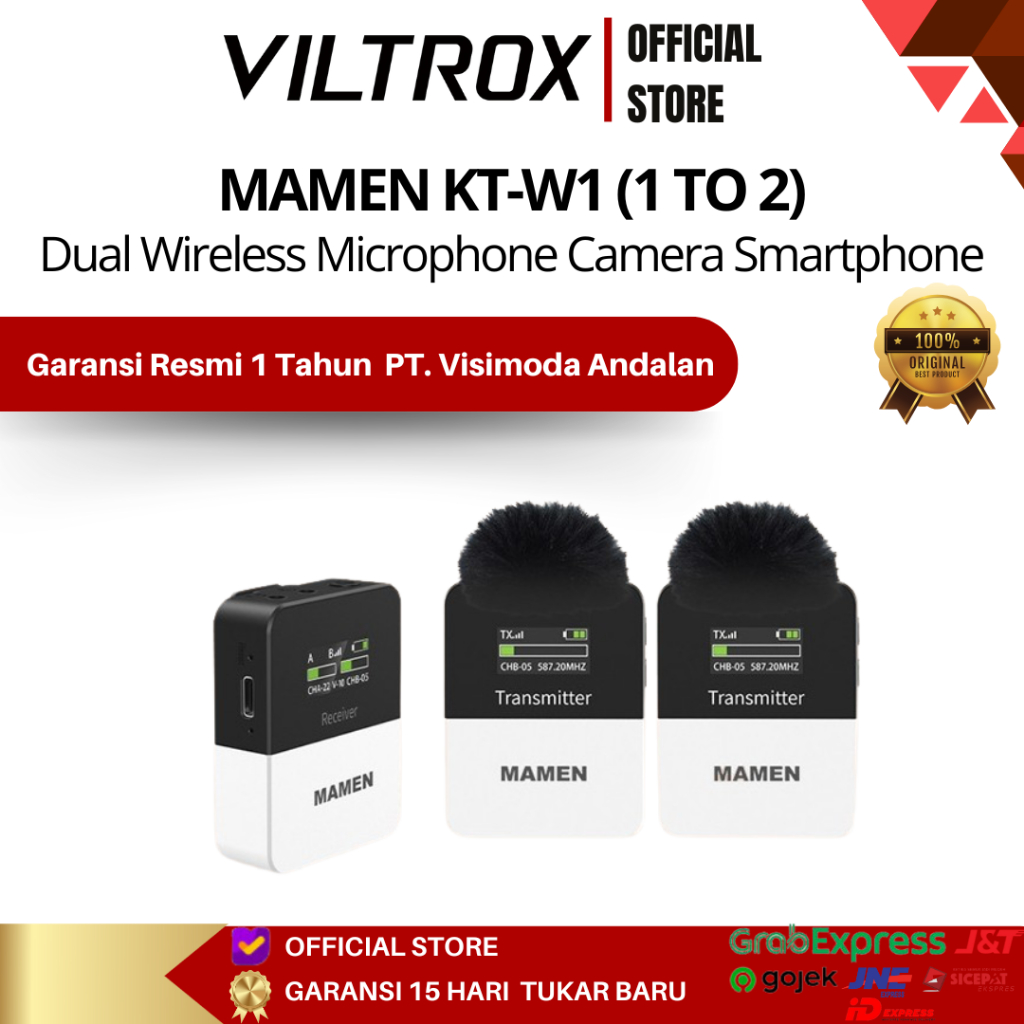 Jual Mamen KT-W1 (1 to 2) Dual Wireless Microphone Camera Smartphone ...