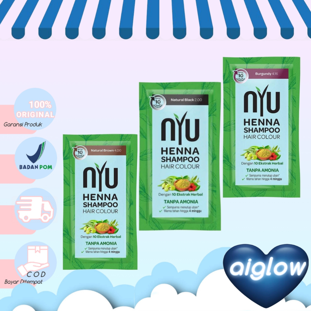 Jual NYU Henna Shampoo Hair Colour Tanpa Amonia Sachet | Shopee Indonesia