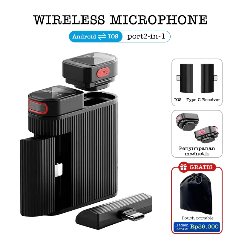 Jual Wireless Microphone 2-In-1 Magnetic Clip On Mic Wireless Lavalier ...