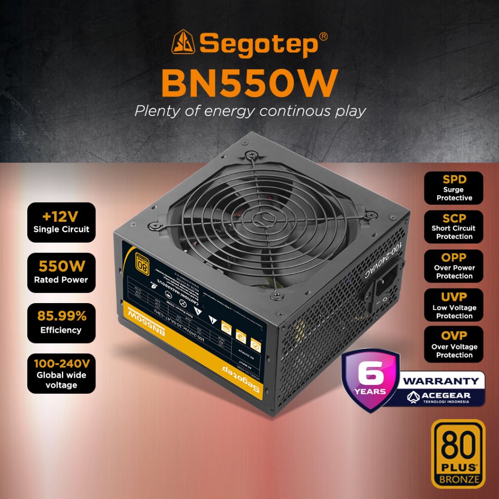 Jual SEGOTEP BN550W (550W 80PLUS BRONZE PSU Flat Cable Full Range) - 6 ...