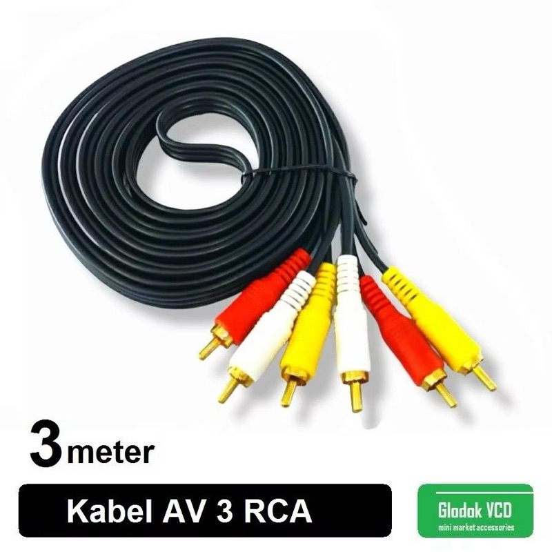 Jual Kabel Aux RCA Jack 3 in 3 AV-003 3M Cable Audio Speaker / DVD / TV 3 Ke 3 300CM | Shopee ...