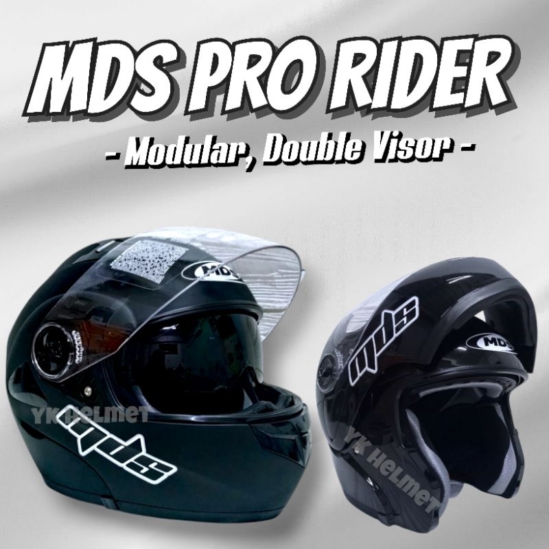 Jual MDS PRO RIDER BLACK - HELM MDS MODULAR HITAM | Shopee Indonesia