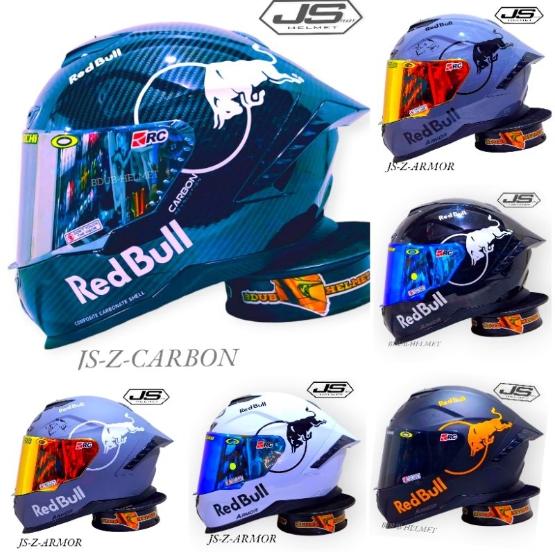 Jual Helm full face JS z carbon redbull paket ganteng original JS ...