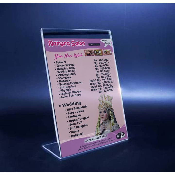 Jual Display Menu Uk Custome / tempat brosur / nomor meja akrilik ...