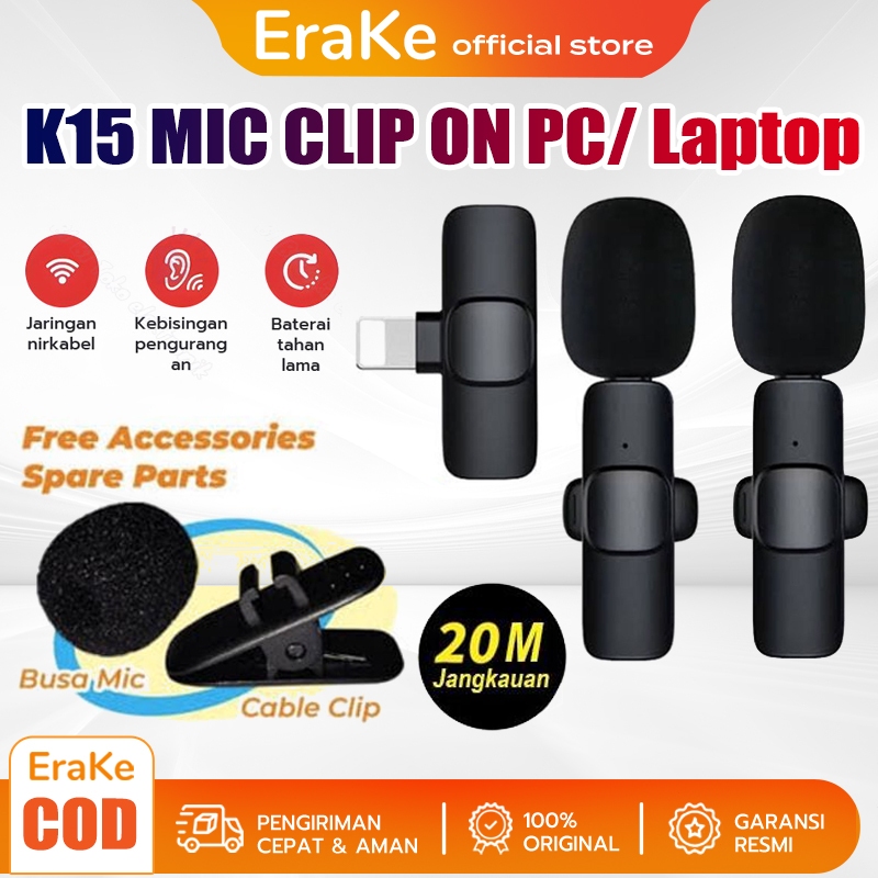 Jual MICROPHONE K8/K15 MIC CLIP ON YOUTUBER WIRELESS USB PLUS PACK TYPE ...