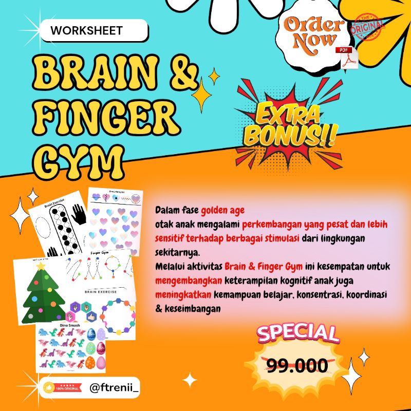 Jual Worksheet/Printable Brain & Finger Gym (worksheet anak pintar ...