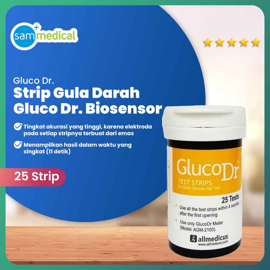 Jual Gluco Dr Bio Sensor Strip Gula Darah isi 25 / Biosensor Strip Gula ...