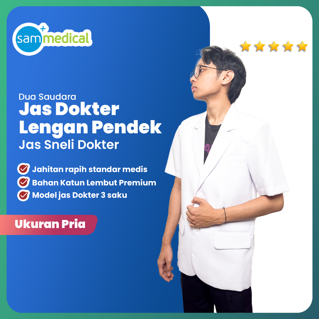 Jual Dua Saudara Jas Dokter Pria Lengan Pendek / Sneli Laki - Laki ...