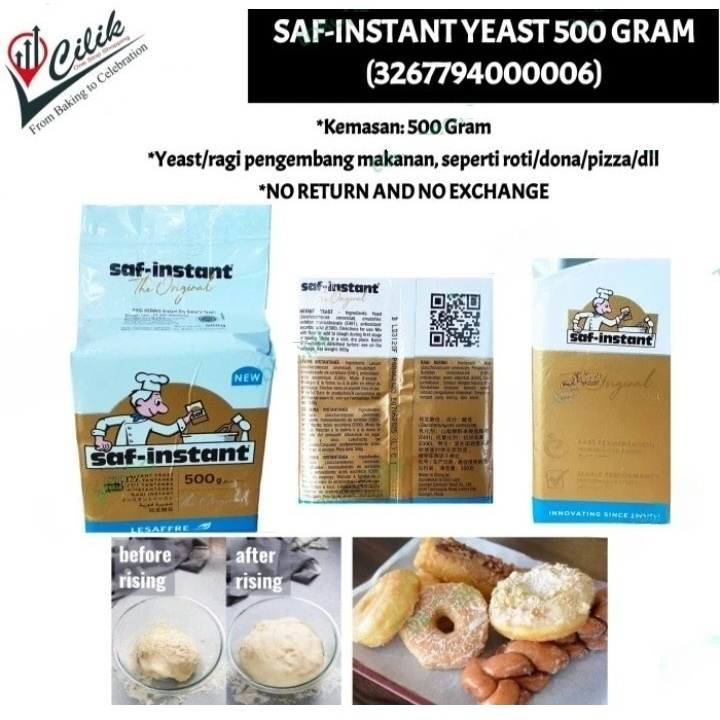 Jual bahan+kue+pengembang+ragi+siap+pakai+saft instant+500gr+sachet ...