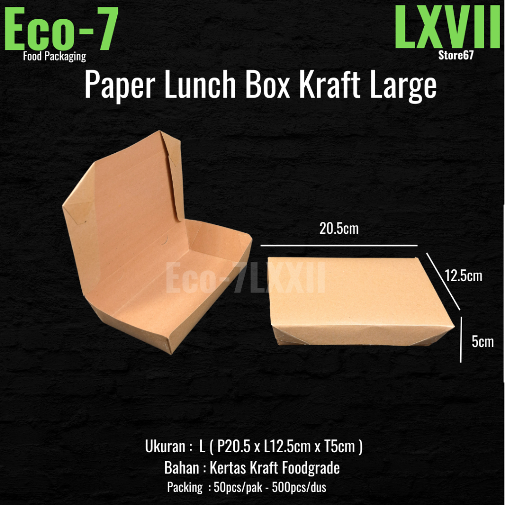 Jual Paper Lunch Box Brown Kraft Ukuran L - Kotak Makan Kertas Kraft ...