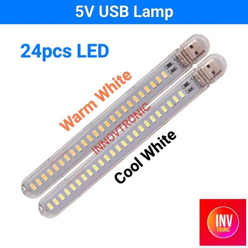 Jual 12W 5V USB 24 LED Warm / Cool White Lamp Lampu Baca Penerangan Led USB Kuning Putih ...