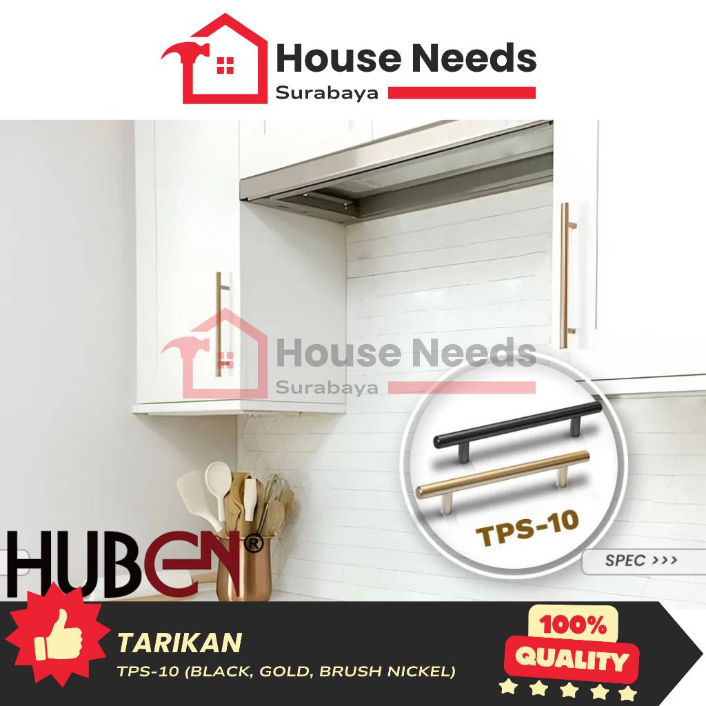 Jual HUBEN TPS-10 Handle Tarikan Laci Minimalis Mewah HItam Emas Brush ...
