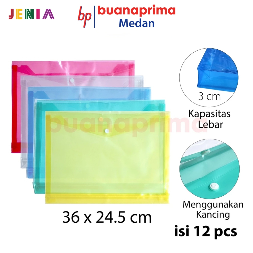 Jual MAP KANCING PLASTIK Folio 1 Pack isi 12 pcs Transparan Tas ...
