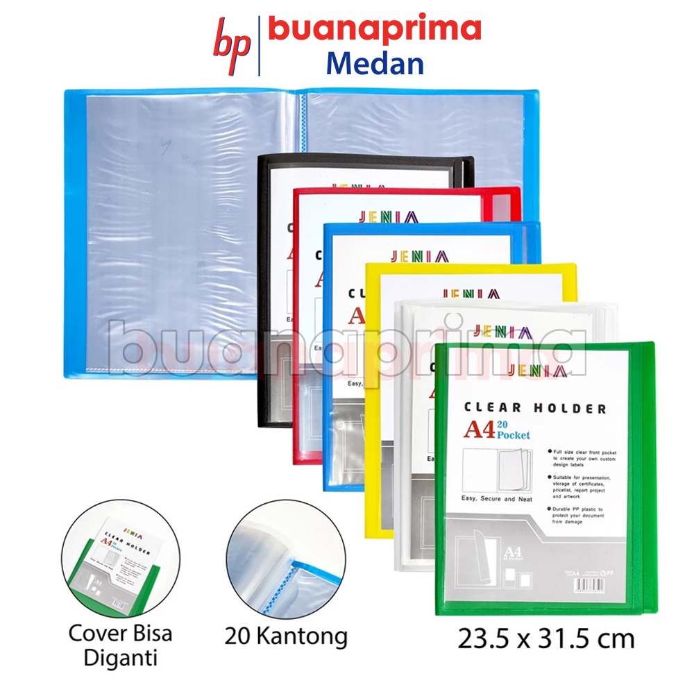 Jual Map CLEAR HOLDER A4 JENIA 20 Kantong Document Keeper Display Book ...