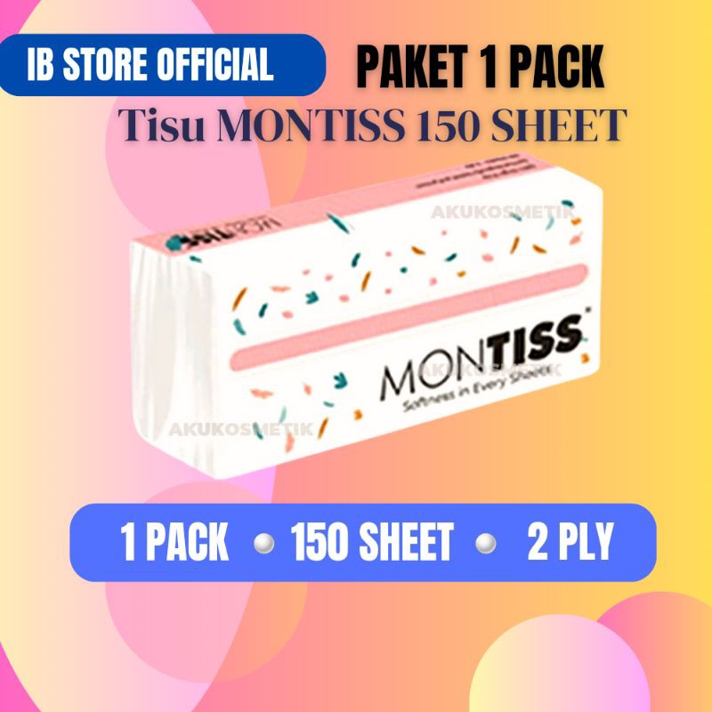 Jual 1 PACK Montiss Facial Tissue 150 Sheets Montis Tisu 150 lembar ...