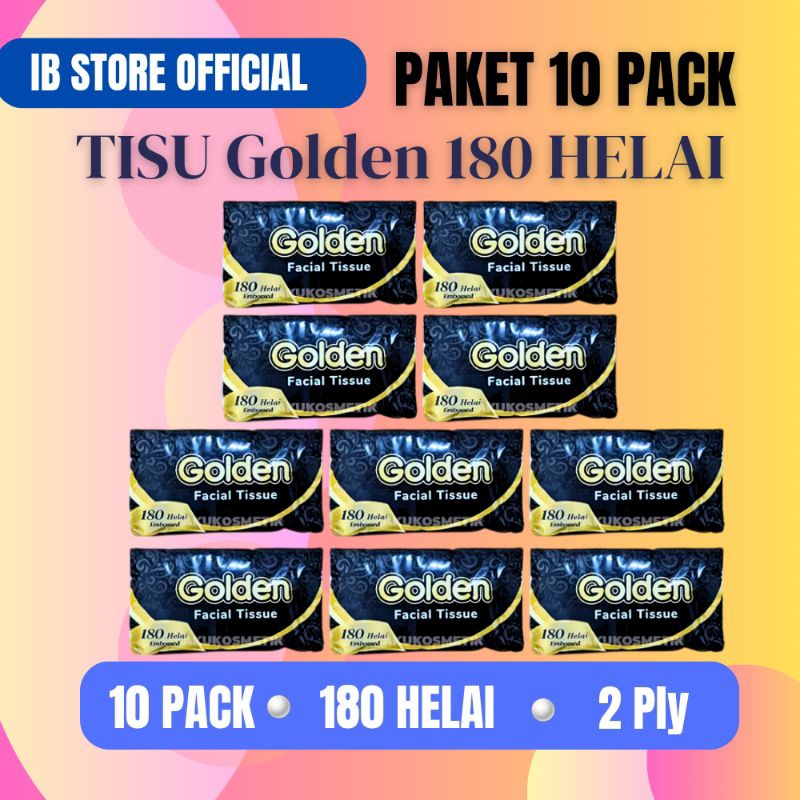 Jual Paket Tissu 10 Pack Tisu Murah Golden Facial Tissu Embossed 180 ...