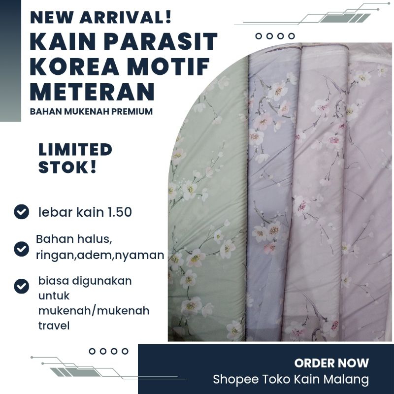 Jual KAIN PARASUT KOREA/ BAHAN MUKENAH PARASIT KOREA MOTIF METERAN ...