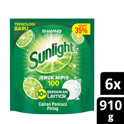 Jual SUNLIGHT SABUN CUCI PIRING JERUK NIPIS REFILL 910GR x6 | Shopee ...