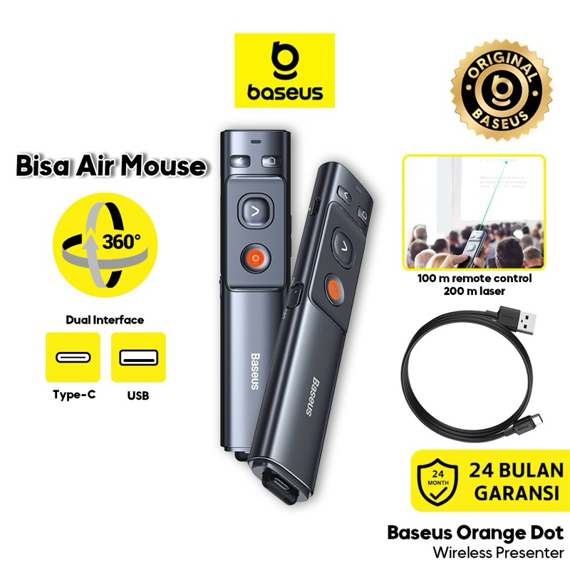 Jual Baseus Pointer Meeting Orange Dot Wireless Presenter Jarak 200M ...
