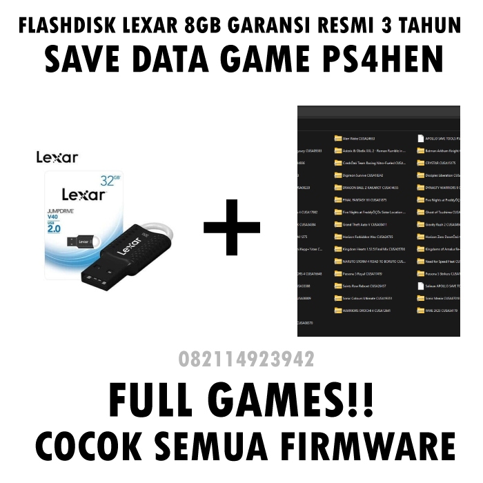 Jual FLASHDISK 8GB + SAVE DATA GAME PS4 HEN | FLASH DISK LEXAR GARANSI RESMI 3 TAHUN FORMAT ...