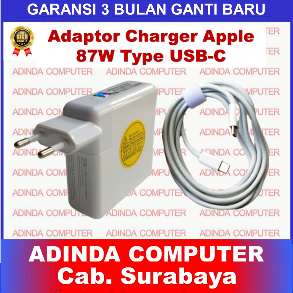 Jual Adaptor Charger MB Pro 15 inch 2019 2020 87w USB Type C | Shopee ...