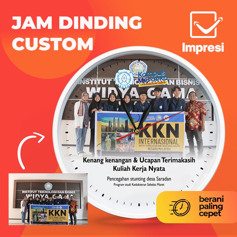 Jual Custom Jam Dinding 30CM KKN Hadiah Kenang-Kenangan PKL Custom Foto ...
