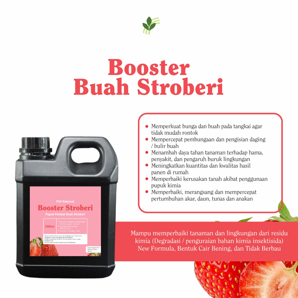 Jual Booster Lebat Stroberi Strawberry Kebun Pupuk Organik Cair Pelebat Tanaman Straberi 500ml ...