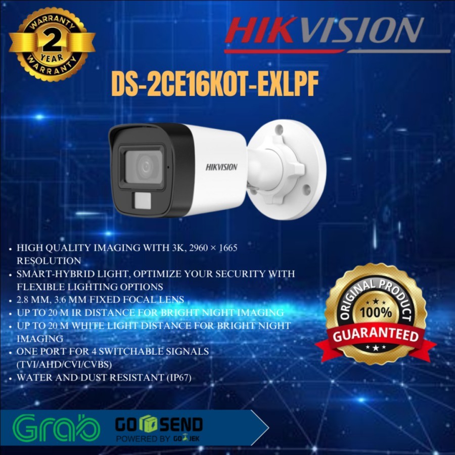 Jual CAMERA HIKVISION ANALOG 5MP OUTDOOR NON AUDIO DS-2CE16K0T-EXLPF | Shopee Indonesia