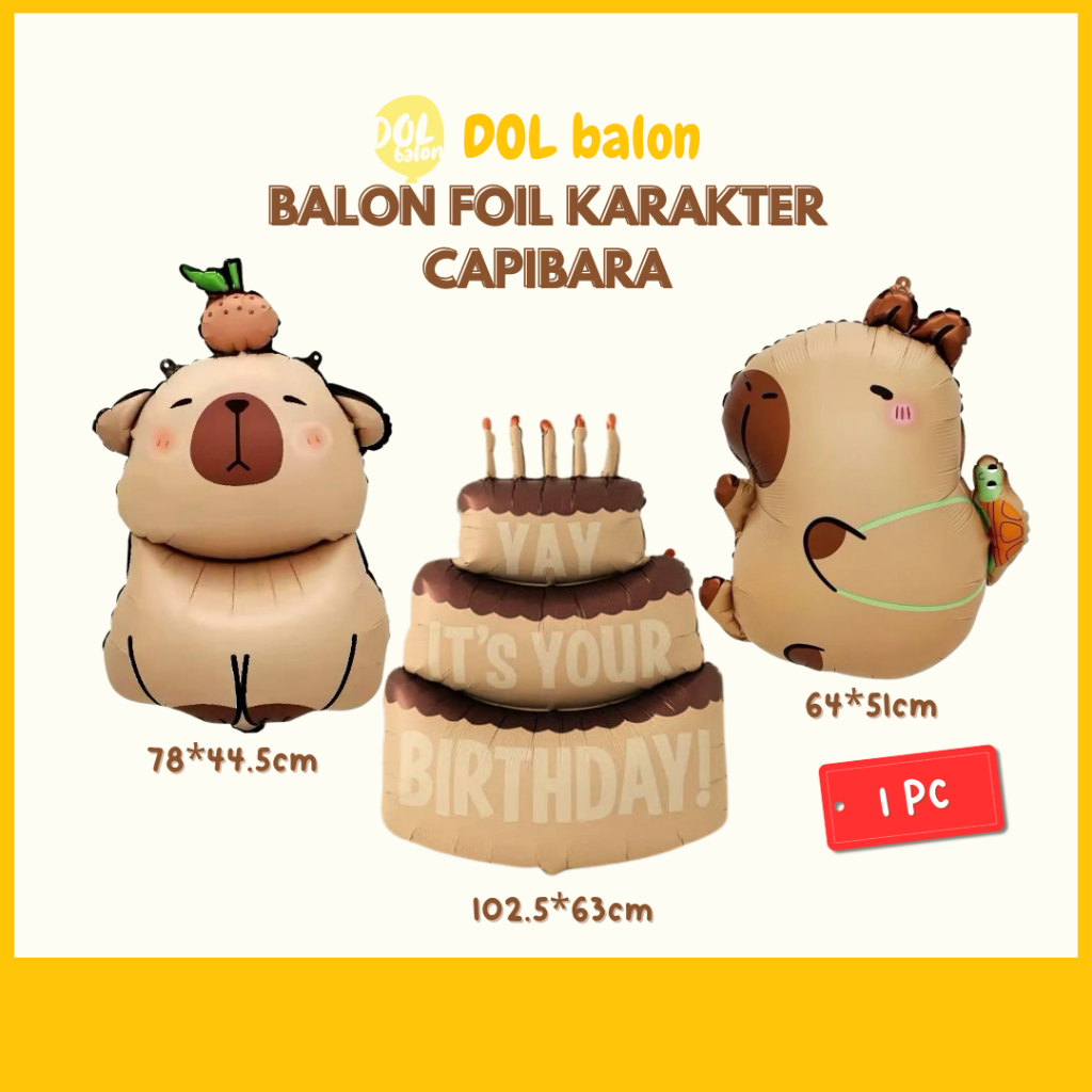 Jual Balon Foil Karakter Capibara birthday Capybara Dekorasi Pesta ...