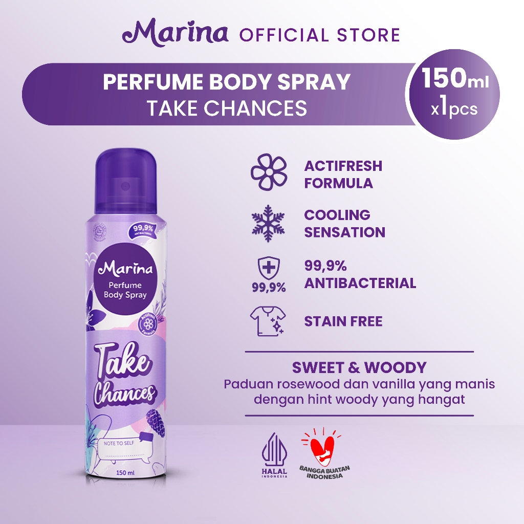 Jual Marina Perfume Body Spray - Take Chances (Ungu) - Exp : 04.2027 ...