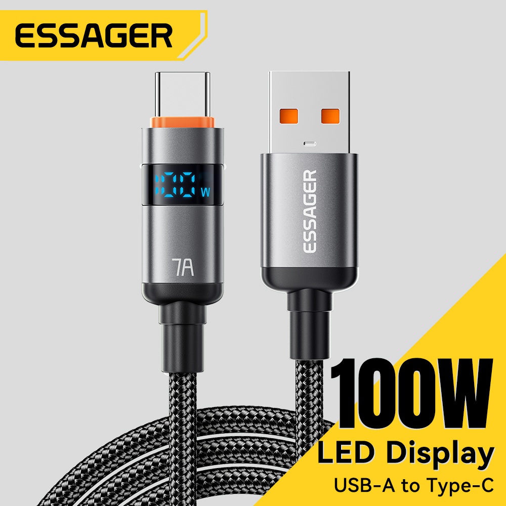 Jual ESSAGER Kabel USB-A untuk Type-C dengan LED Display 100W ...