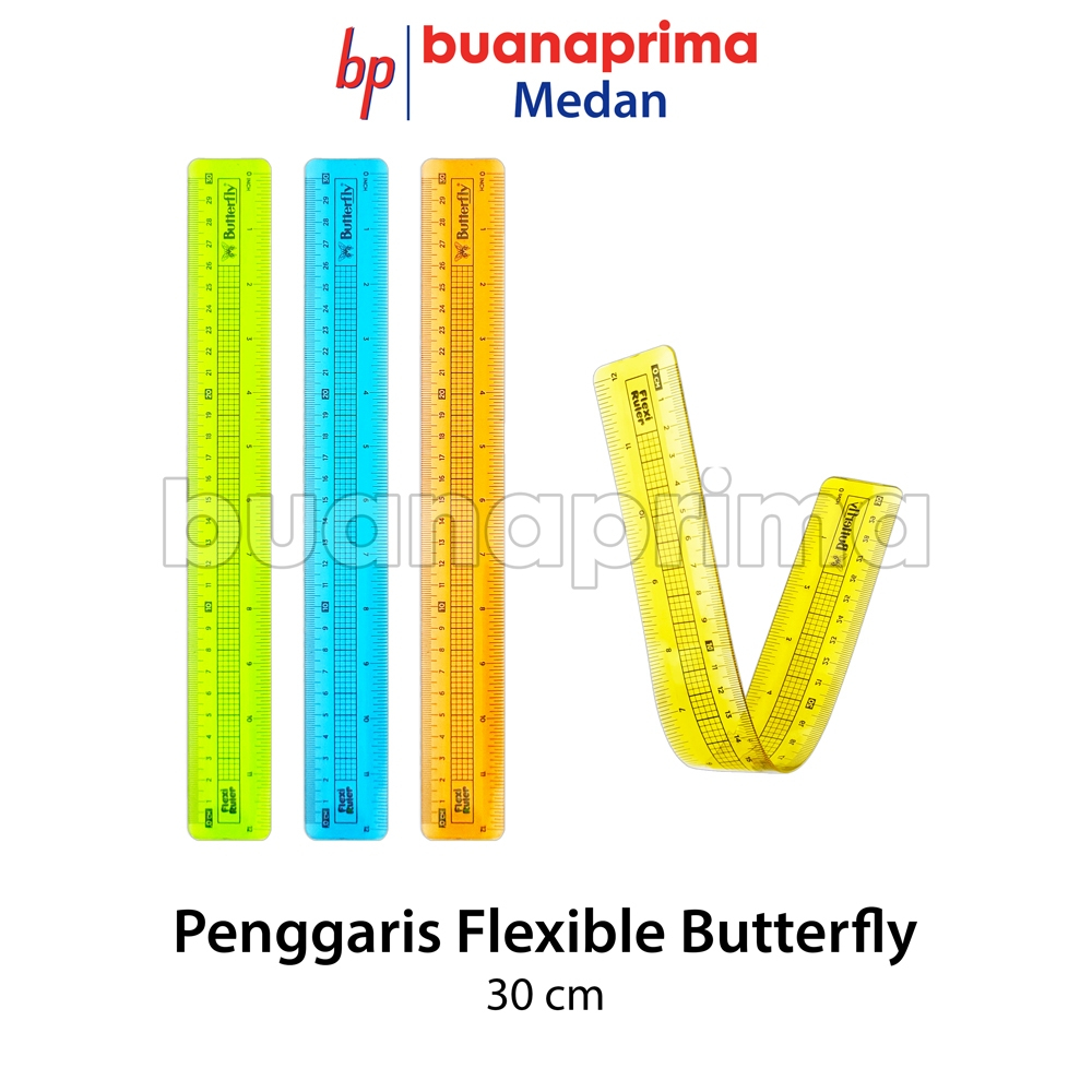 Jual FLEXIBLE RULER BUTTERFLY 30 cm Penggaris Lentur Bisa Ditekuk ...