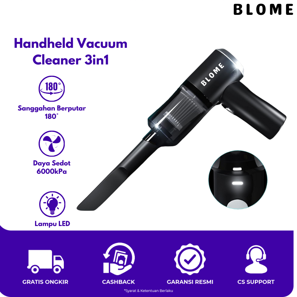 Jual BLOME Handheld Mini Vacuum Cleaner 2in1 Portable Pembersih Mobil ...