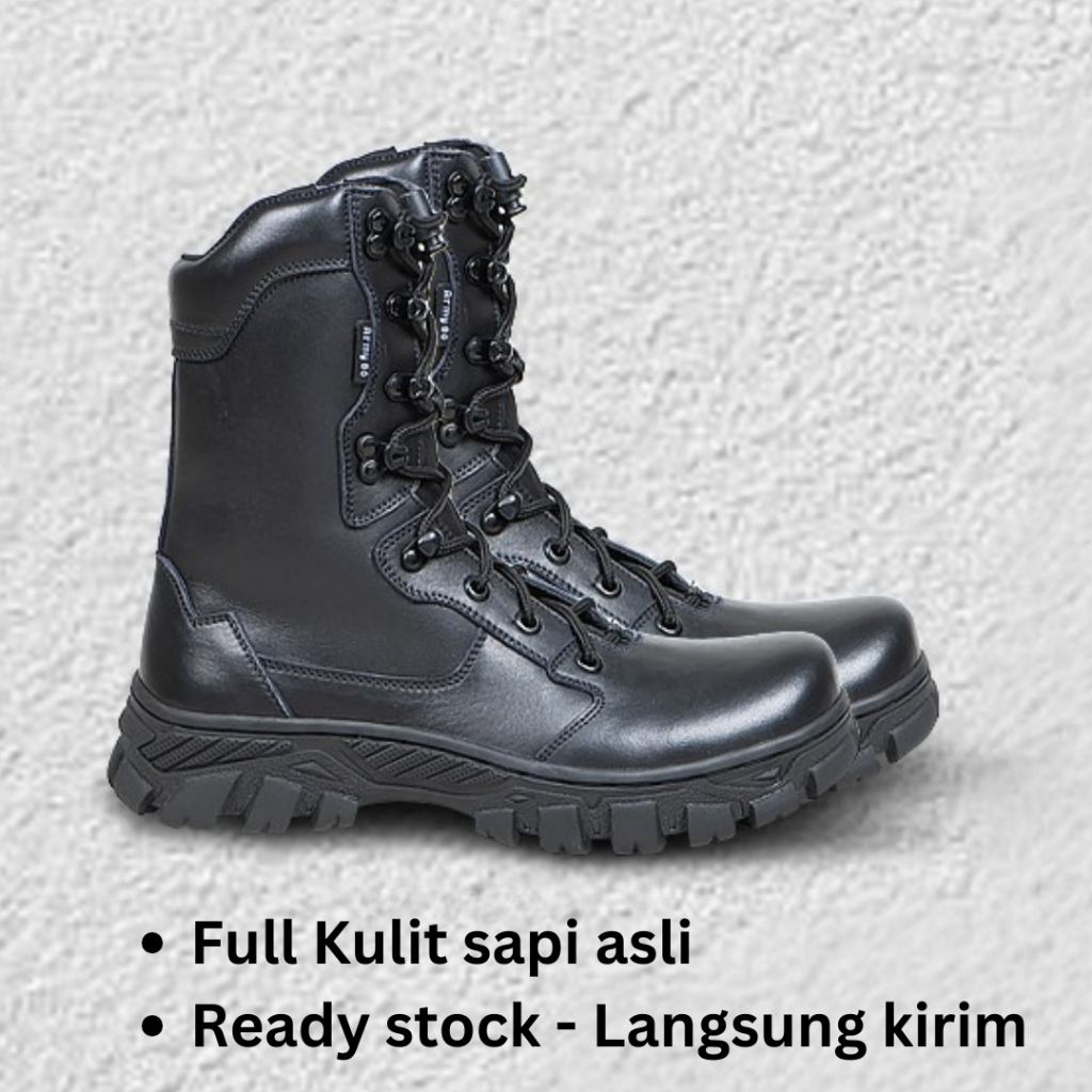 Jual Army86 Sepatu PDL TNI POLRI Satpam Security Hitam full Kulit asli ...