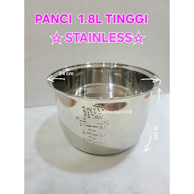 Jual Panci rice cooker 1.8L TINGGI STAINLESS STEEL ...