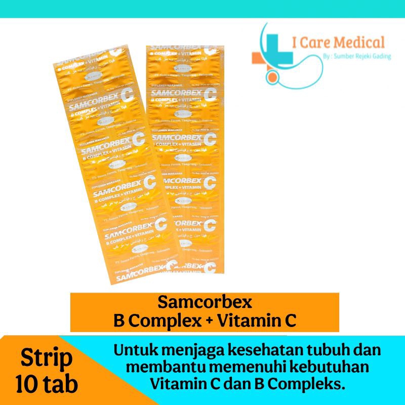Jual Samcorbex B Complex + Vitamin C | Strip 10 Tablet - Multivitamin ...