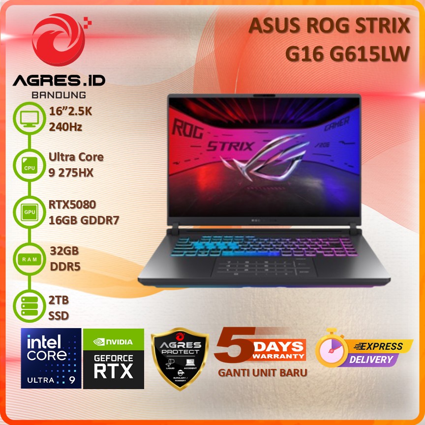 Jual ASUS ROG STRIX G16 G615LW ULTRA 9 275HX RTX5080 32GB 2TB 16" 2.5K IPS 240Hz | Shopee Indonesia