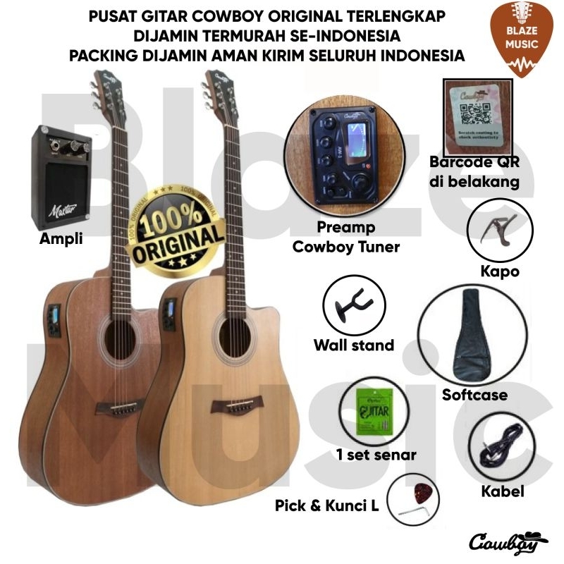 Jual [ORIGINAL] Gitar akustik elektrik IMPORT COWBOY GWC 240 NS NA ...