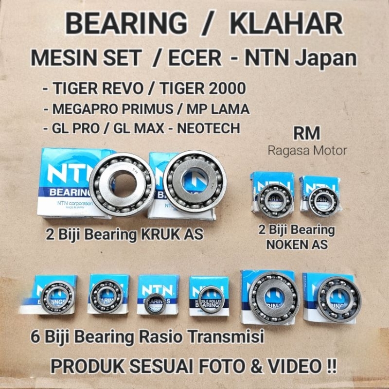 Jual Bearing Laher NTN Fullset Mesin TIGER MEGARPO GL NEOTECH Original Asli JAPAN 8 pcs | Shopee ...